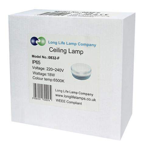 Round 18w LED Ceiling Light IP65 6500k Bright Daylight Surface Mount B ...