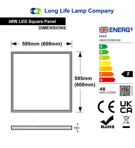 48w Recessed Ceiling LED Panel 3000K Warm White 600 x 600 – PanelHut